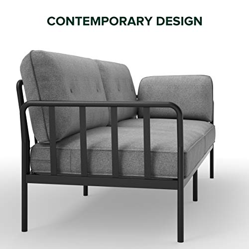 ZINUS Courtney Black Metal Loveseat / Steel Framework with Upholstered Cushions / Easy Assembly