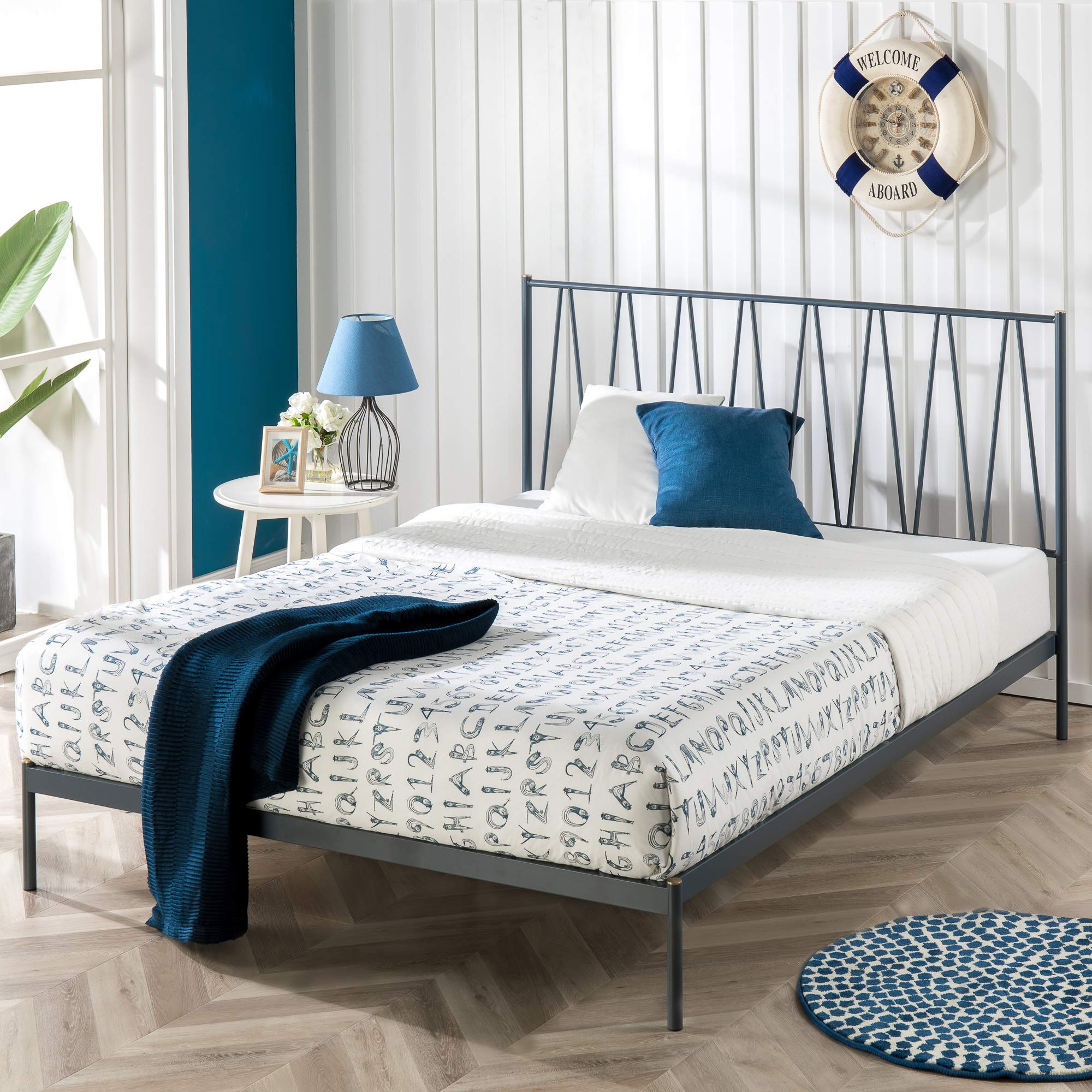 ZINUS Olga Metal Platform Bed Frame / Mattress Foundation / Slat Support / No Box Spring Needed / Easy Assembly, King