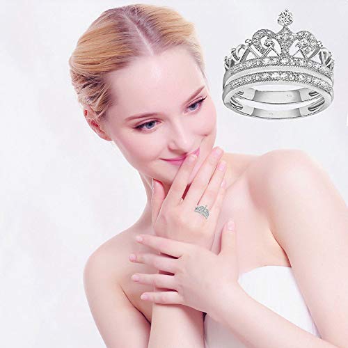 VPKJewelry 2.00 ct Real 925 Sterling Silver Wedding Engagement Crown 2 pc set Ring Women Ladies (6.5)