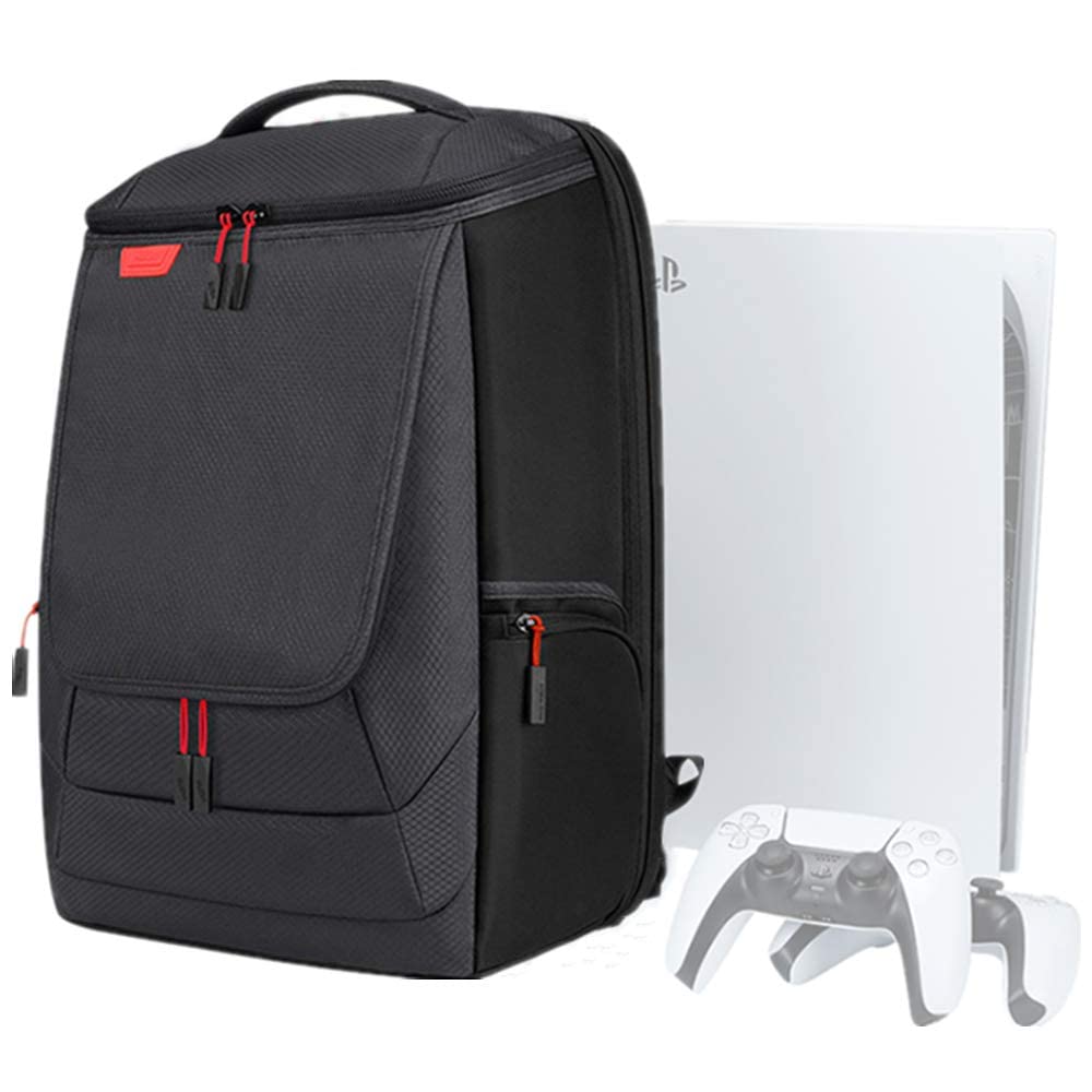 U/R Fenmaru Waterproof Game Backpack Travel Carrying Case Storage Bag for Sony PS5 Game Console (Black)