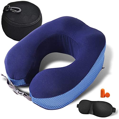 ZIFARM Bed Pillows, Memory Foam Airplane Neck Rest Pillows Headrest Cushion Travel Healthcare Insert Pillows with Eye Masks Pillow
