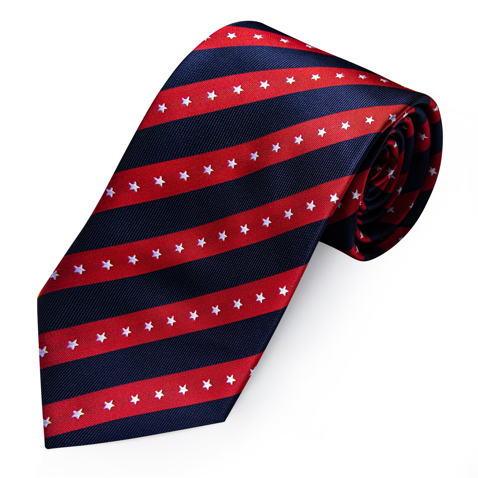 YourTies Red Striped Ties for Men Silk American Flag Neckties Classic Patriotic Tie Formal Business