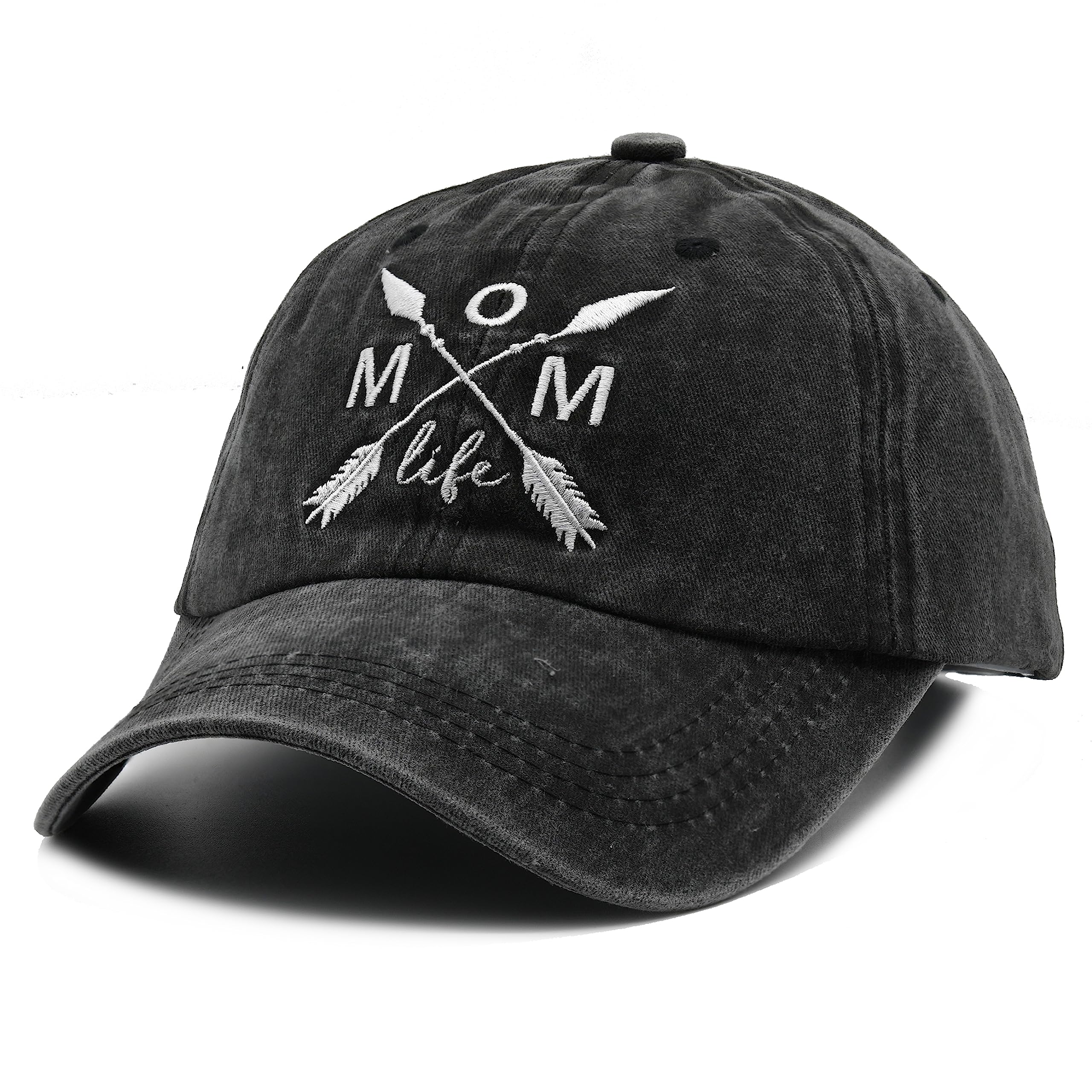 Waldeal Women's Embroidered Mom Life Baseball Caps Vintage Dad Hats Black