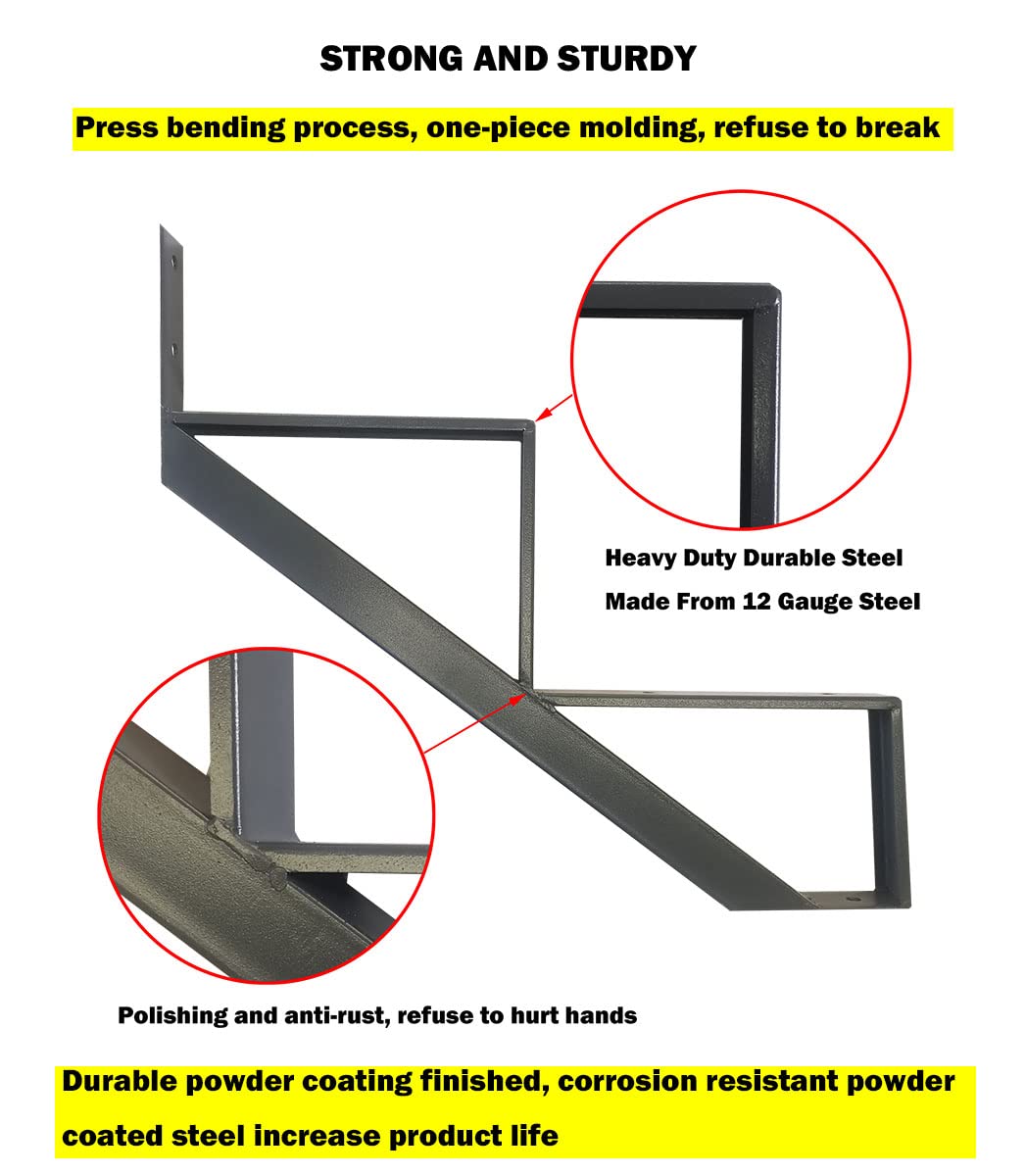 Steel Stair Step Riser - Stair Frame - 2 Step for Deck Height 19.2 Inches Stair Stringer Step Stringer Square Metal Stair Stringer Frame Hanger Bracket Support Outdoor Steps Mobile Home Stairs