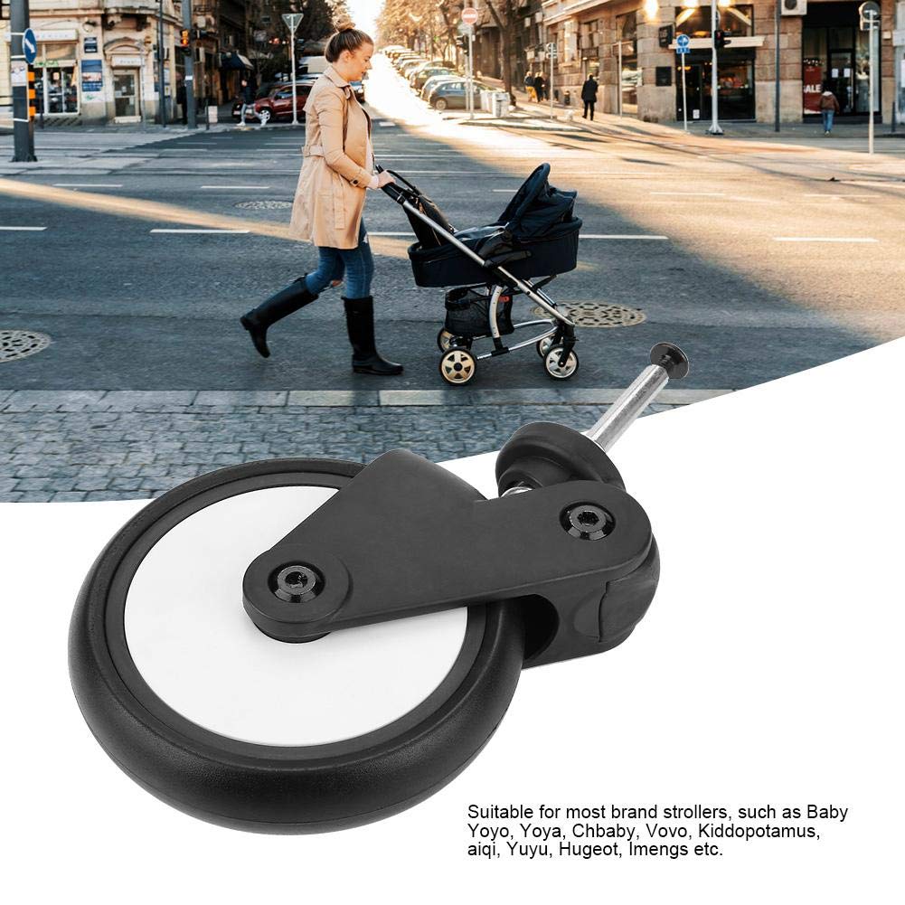 Zerodis Front Wheel Set for Baby Jogger, Baby Strollers Rubber Wheels Accessories Yoya Vovo Wheel Kids Carriage with Tools Premier Strollers Replacement Caster Wheels Set (1 Pair Front)