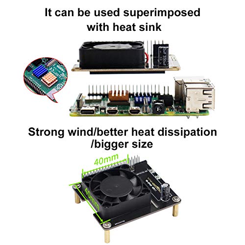 Yahboom Raspberry Pi Quiet Cooling Fan for Raspberry Pi 5 4B 3B+ 3B Intelligent Temperature Control Programmable RGB(OLED Display Include)