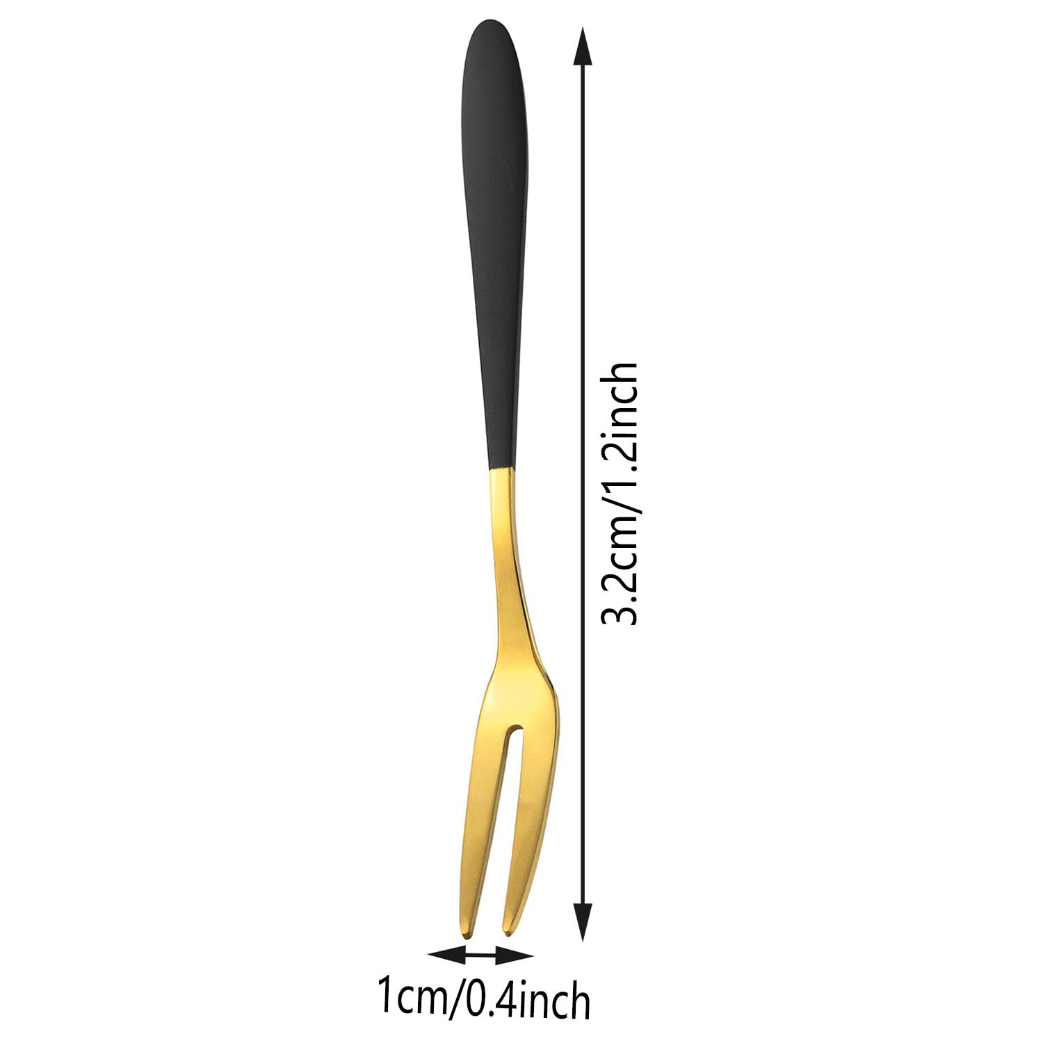 ZZLZX 6PCS Black And Gold Fruit Fork, Stainless Steel Tea Fork Set, Small Cake Fork, Fruit Forks, Mini Cocktail Fruit Dessert Tasting Fork