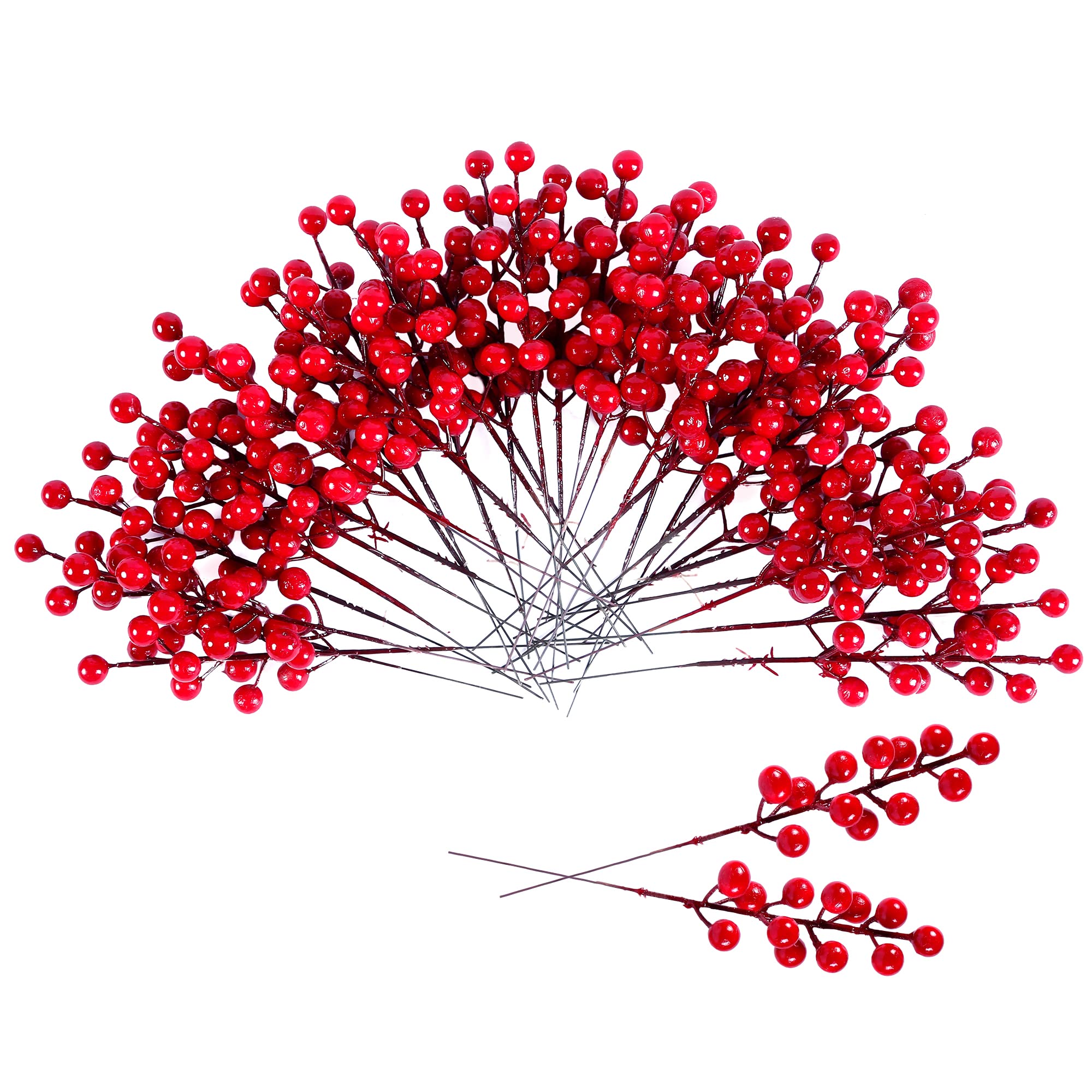 Sggvecsy 30 Pack Artificial Red Berry Stems 8.9inch Christmas Red Berry Picks Holly Berry Branches for Christmas Tree Decorations Holiday DIY Crafts Xmas Ornaments Wedding Home Decor