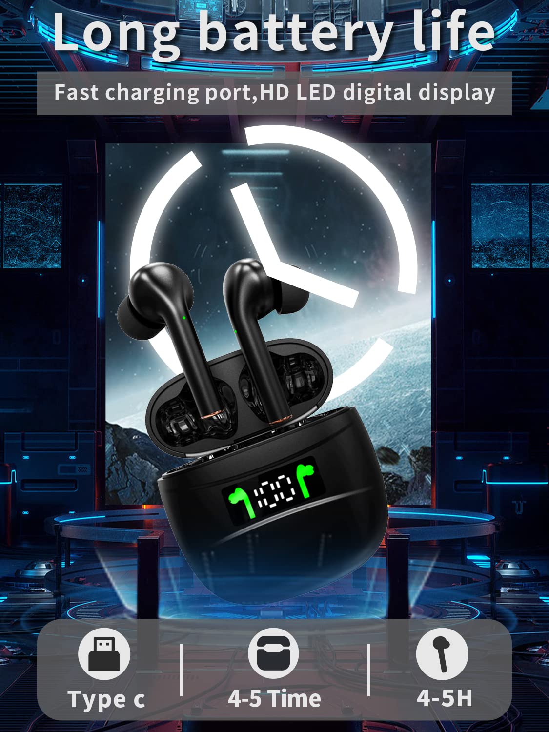 Wireless Earbuds True Bluetooth Ear Buds with Mic Bluetooth 5.2 in-Ear Wireless Headphones Hi-Fi Stereo IP7 Sweatproof Wireless Earphone ENC Noise Cancelling 35 Hours Playtime for iPhone Samsung