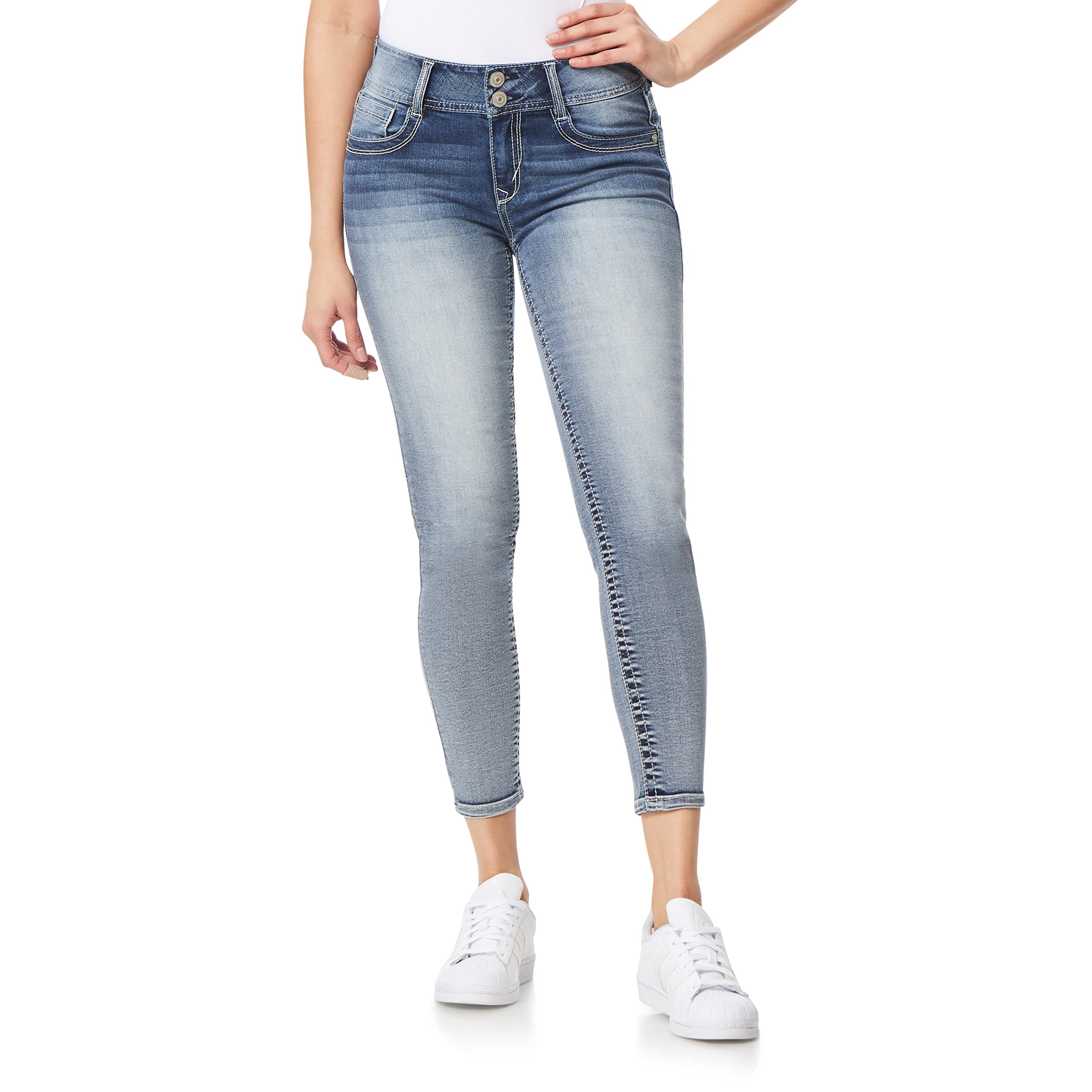 WallFlower Women's Luscious Curvy Ankle Mid-Rise Insta Stretch Juniors Jeans (Standard and Plus), Camille, 9