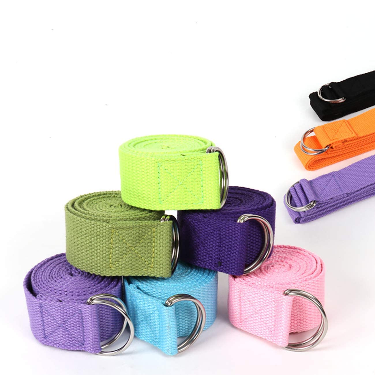 Uheng 5-Pack Yoga Exercise Adjustable Straps 8Ft OR 10Ft with Durable D-Ring for Pilates & Gym Workouts Yoga Fitness | Hold Poses, Stretch, Improve Flexibility & Maintain Balance