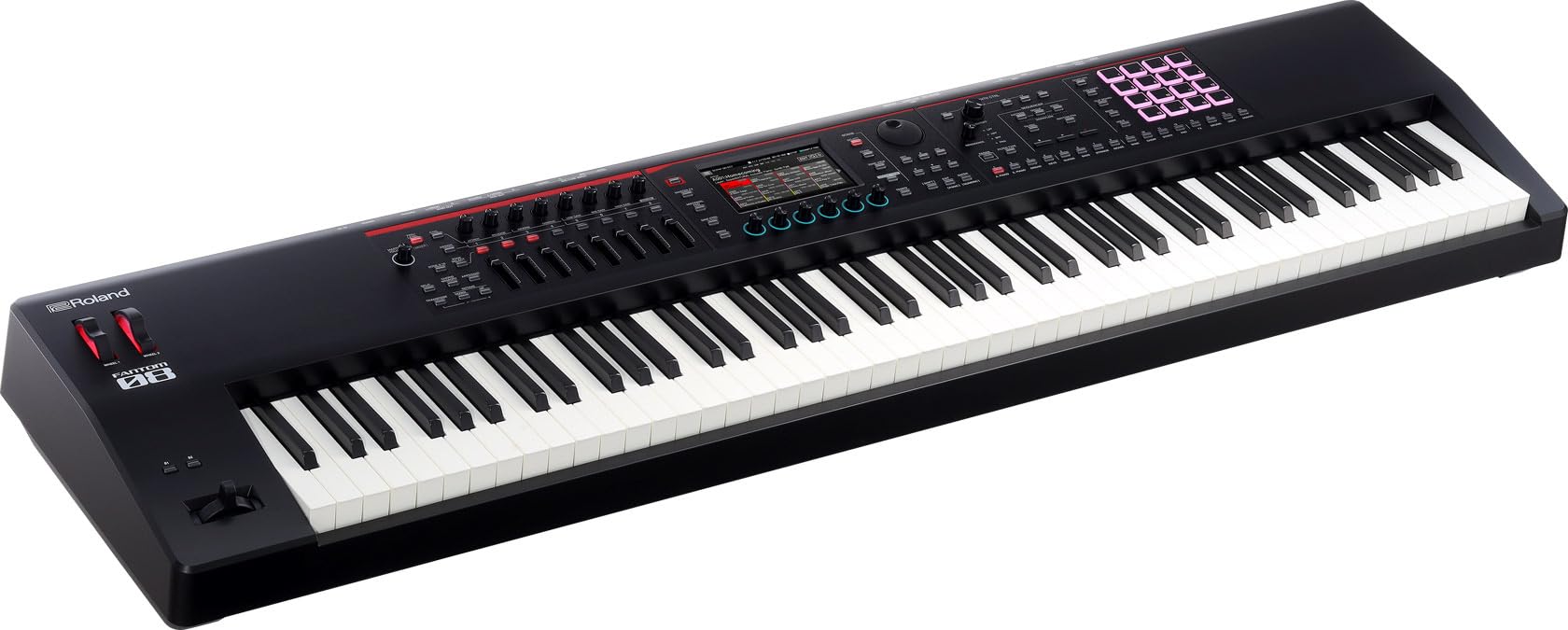 Roland Fantom-08 Synthesizer Keyboard - Bundle with Double Braced X-Style Keyboard Stand, Sustain Pedal, Instructional DVD, Online Piano Lessons, and Austin Bazaar Polishing Cloth