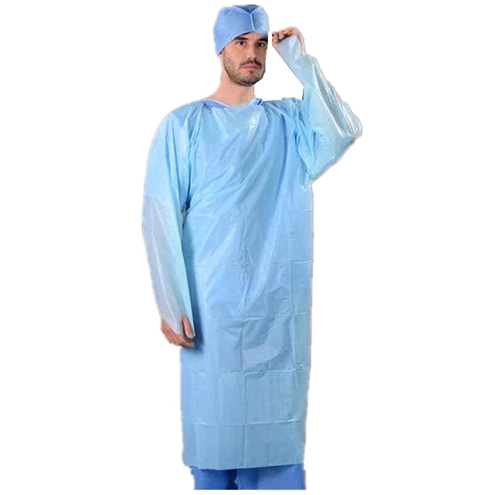 ZMDREAM Disposable CPE Isolation Gown Individual Wrapped with Thumb Hole Pack of 10