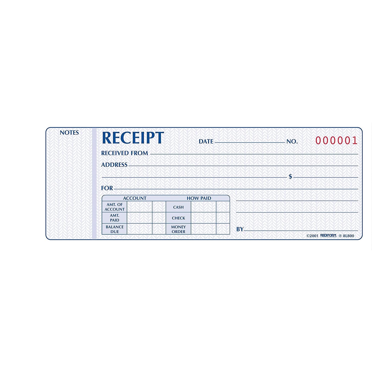 Rediform-Blueline 2-3/4" X 7" Carbonless Triplicate Money Receipt Book (8L802)