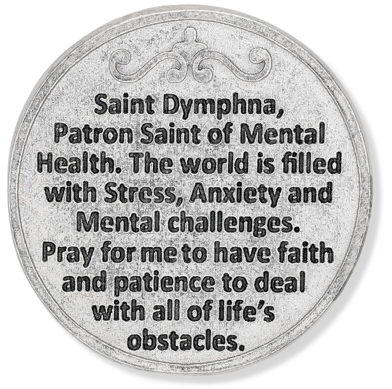 St St. Saint Dymphna Pocket Token Coin 1.2 with Prayer Catholic Patron Stress Anxiety Mental Health by Gifts Catholic, Inc.