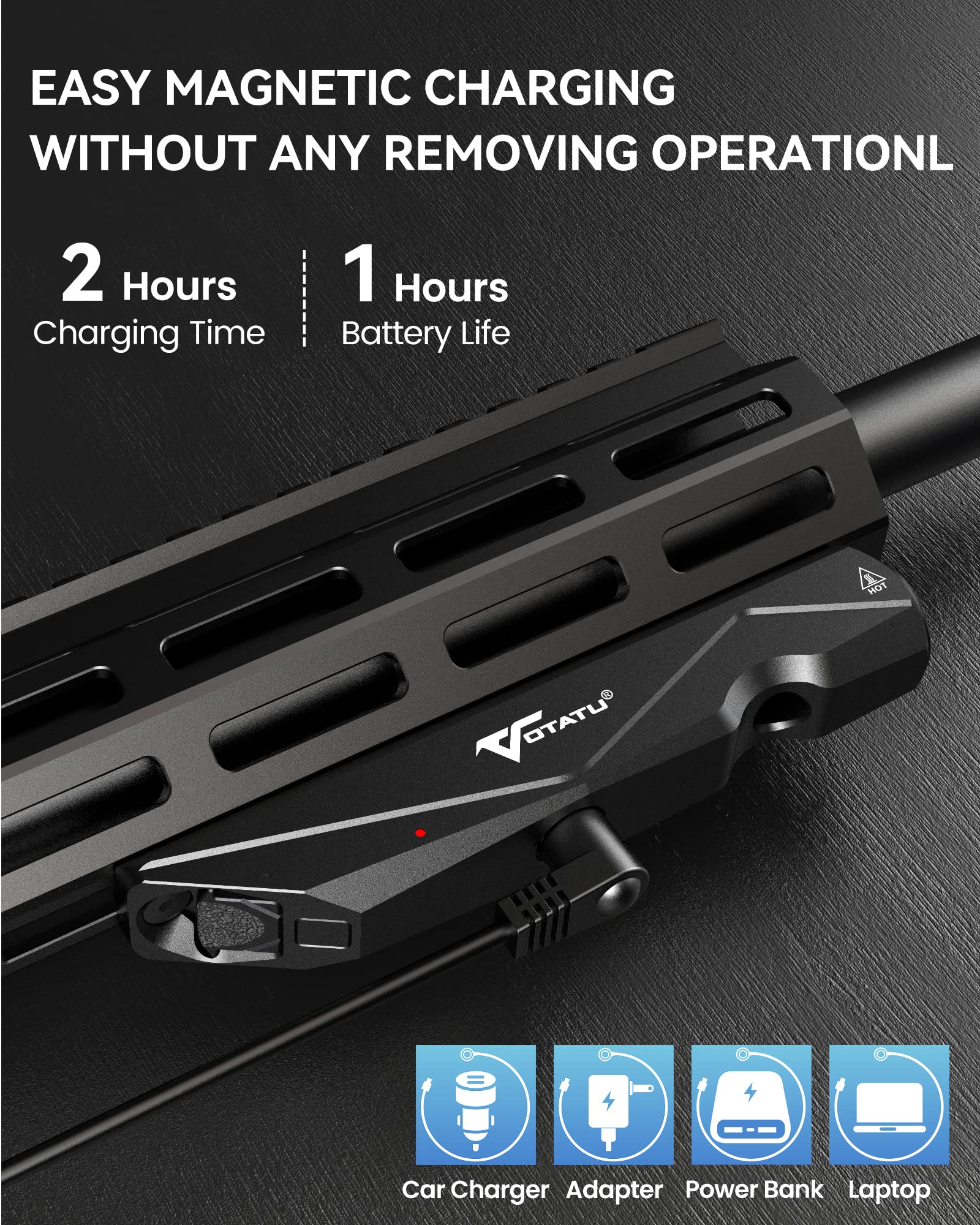 VOTATU ML40 1450 Lumens Weapon Light Compatible with M-Lok Rail Surface, Tactical Flashlight for Rifle, Strobe Function, Magnetic Rechargeable