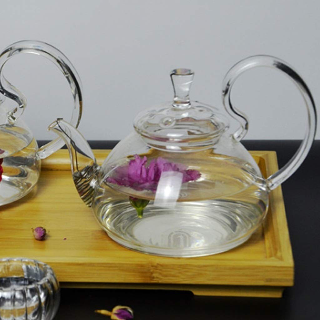 ZNZN Creative Glass Kettle for Boiling Water On Open Flame Clear Kettle with Portable Handle (600ml/ 20.2oz, 800ml/ 27oz) Multifunctional Water Kettle (Size : Large)