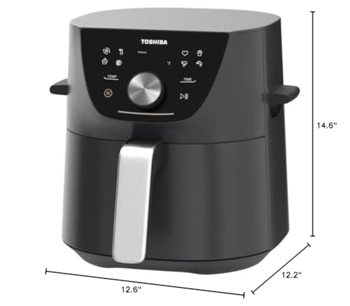 Toshiba 5.5QT Air Fryer Heat-Q Technology, Quick and Easy Meals, 8 Preset Menus and Menu-IQ Function, 1°F Precision, 90% less oil, Double-sided Handles Easy Carrying