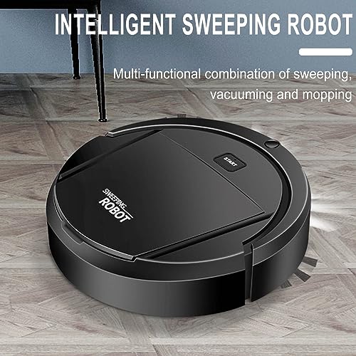 Sweeping Robot, Automatic Robot Vacuum Cleaner, Rechargeable Household Robot Vacuum Cleaner Smart Sweeping Mopping Robot Easy Operation Robotic Vacuums, for Pet Hair Hard Floor (Black)