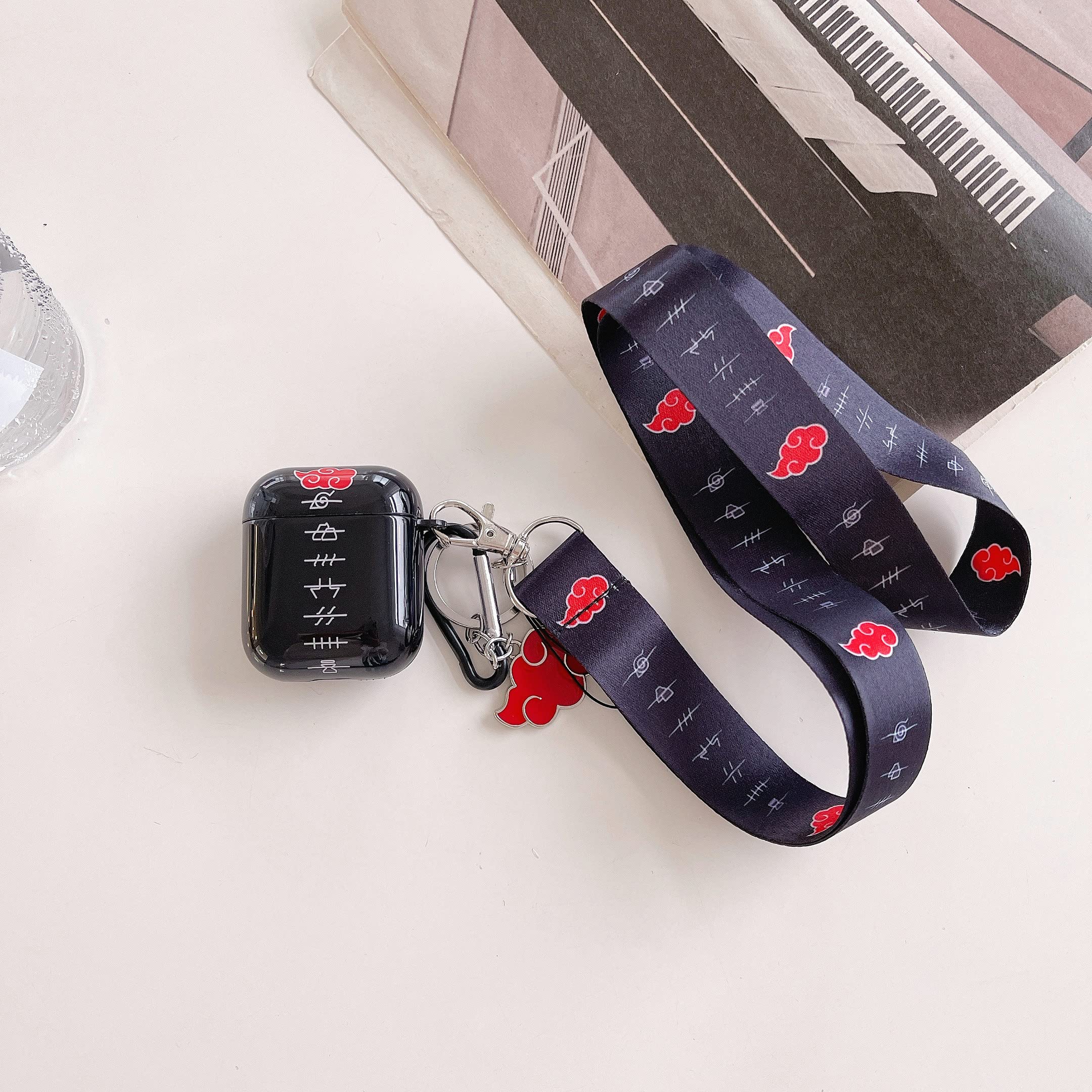with Red Cloud Lanyard Keychain Airpod Case Cover, Personalised Anime Airpod 1/2 Case and Unique IMD Process TPU Soft