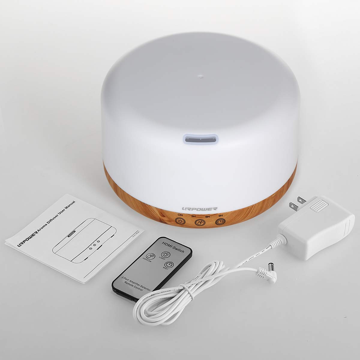 URPOWER 1000ml Essential Oil Diffuser Humidifiers Remote Control Ultrasonic Aromatherapy Diffusers Room Decor Running 20 Hours with Adjustable Mist Mode,Water-less Auto Shut-Off & 7 Color LED Lights