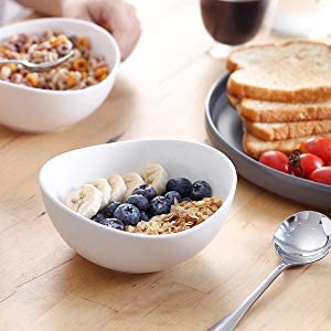 Sweese 28 oz Porcelain Bowls Set of 4 - for Salad, Pasta, Cereal - Microwave, Dishwasher and Oven Safe - White - 103.401