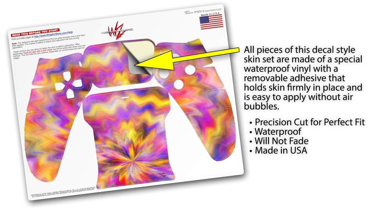 WraptorSkinz Skin Wrap compatible with Sony PS5 DualSense Controller Tie Dye Pastel (CONTROLLER NOT INCLUDED)