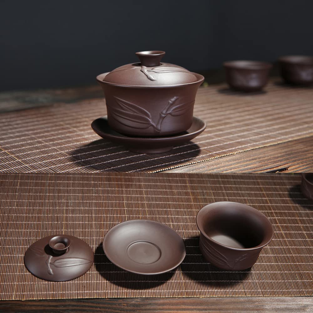 Woonsoon Yixing Chinese Zisha Gaiwan Handmade 150ml China Porcelain Gaiwan Kungfu Teacup Traditional Chinese Teaware Tea Set