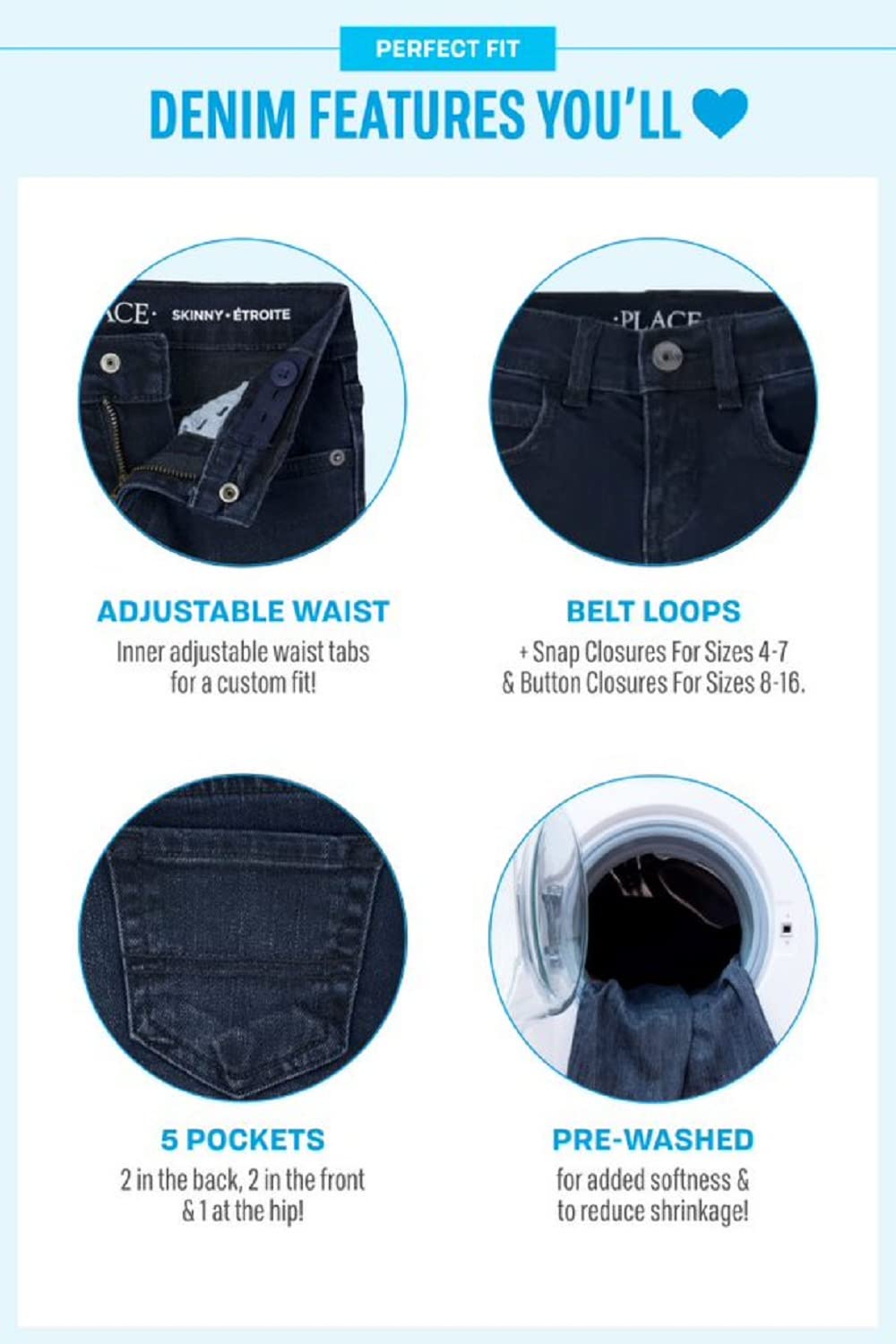 The Children's Place baby boys And Toddler Basic Straight Leg Jeans, Carbon Wash/Dk Juptier 2 Pack, 3T US