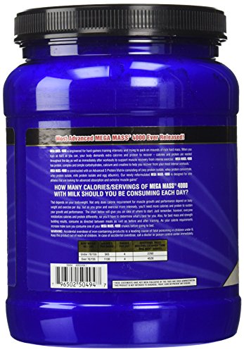 Weider MEGA MASS, Clean Anabolic Mass Gainer Formula, Creamy Vanilla, 1.98lbs