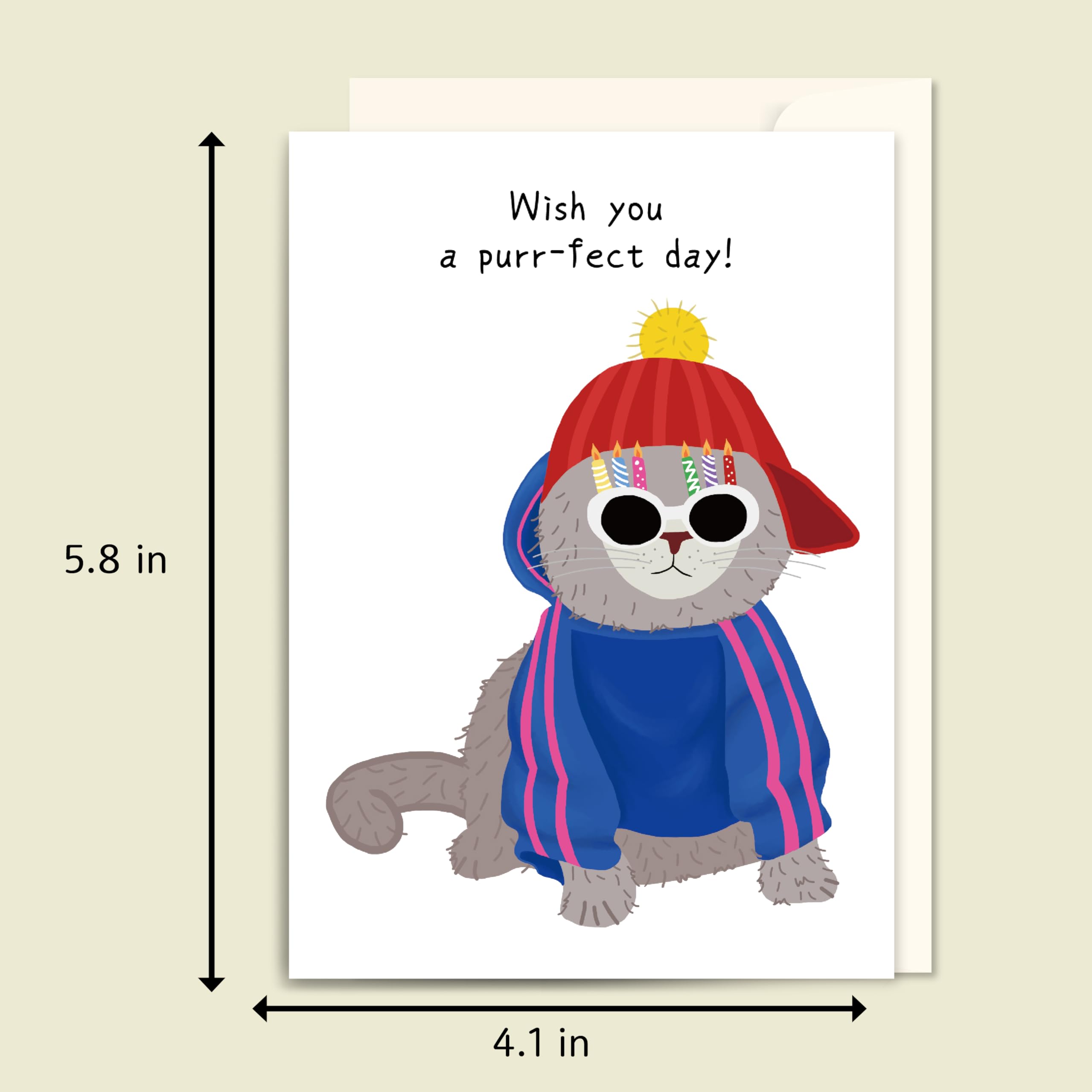 The Gimmo's Tale Cute Card for Cat Lover with PAWS - (Envelopes, Stickers Included)