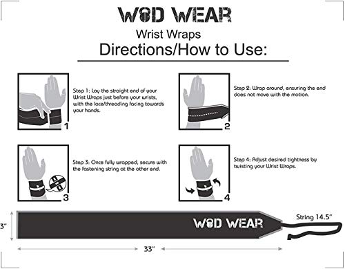 WOD Wear Wrist Wraps for Powerlifting, Strength Training, Bodybuilding, Cross Training, Olympic Weightlifting, Yoga Support - One Size Fits All (Diamond Pattern)