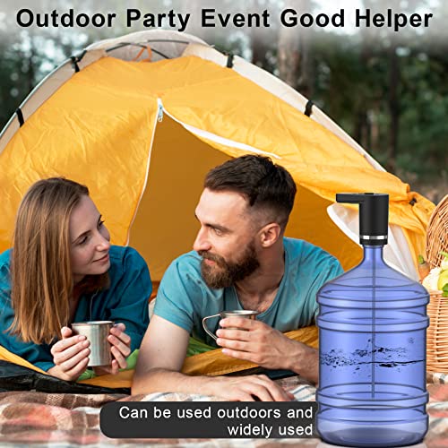 Water Bottle Pump Dispenser 5 Gallon, Manual Straight Plug Button, Automatic Drinking Water Pump, USB Charging with jug Cap, Black