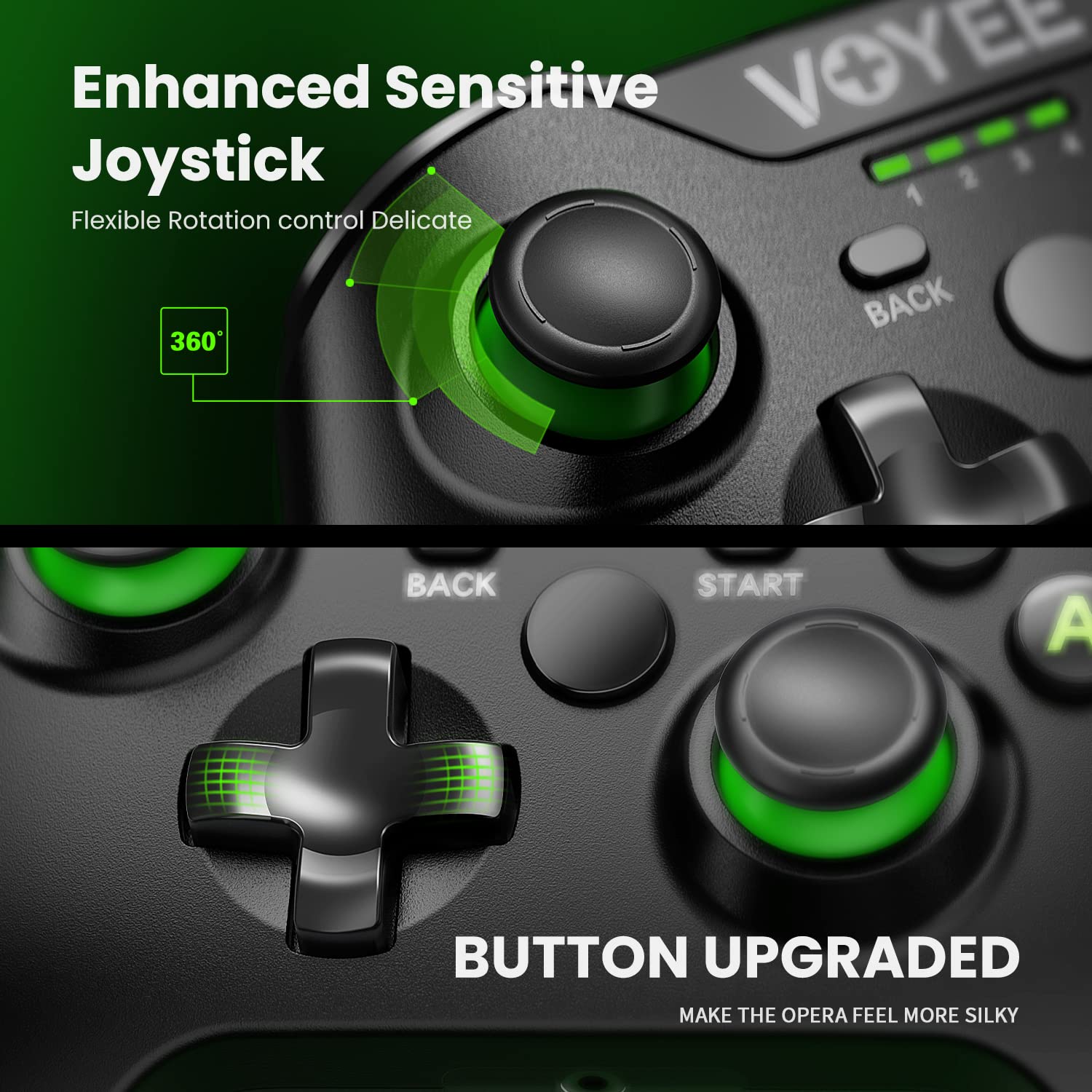 Xbox One Wireless Controller, VOYEE Enhanced 2.4GHZ Wireless Controller Compatible with Microsoft Xbox One/One S/One X/One Elite/PC Windows 7/8/10 | Dual Vibration-Black