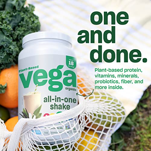 Vega Organic All-in-One Vegan Protein Powder, Chocolate - Superfood Ingredients, Vitamins for Immunity Support, Keto Friendly, Pea Protein for Women & Men, 61.8 Oz (Packaging May Vary)