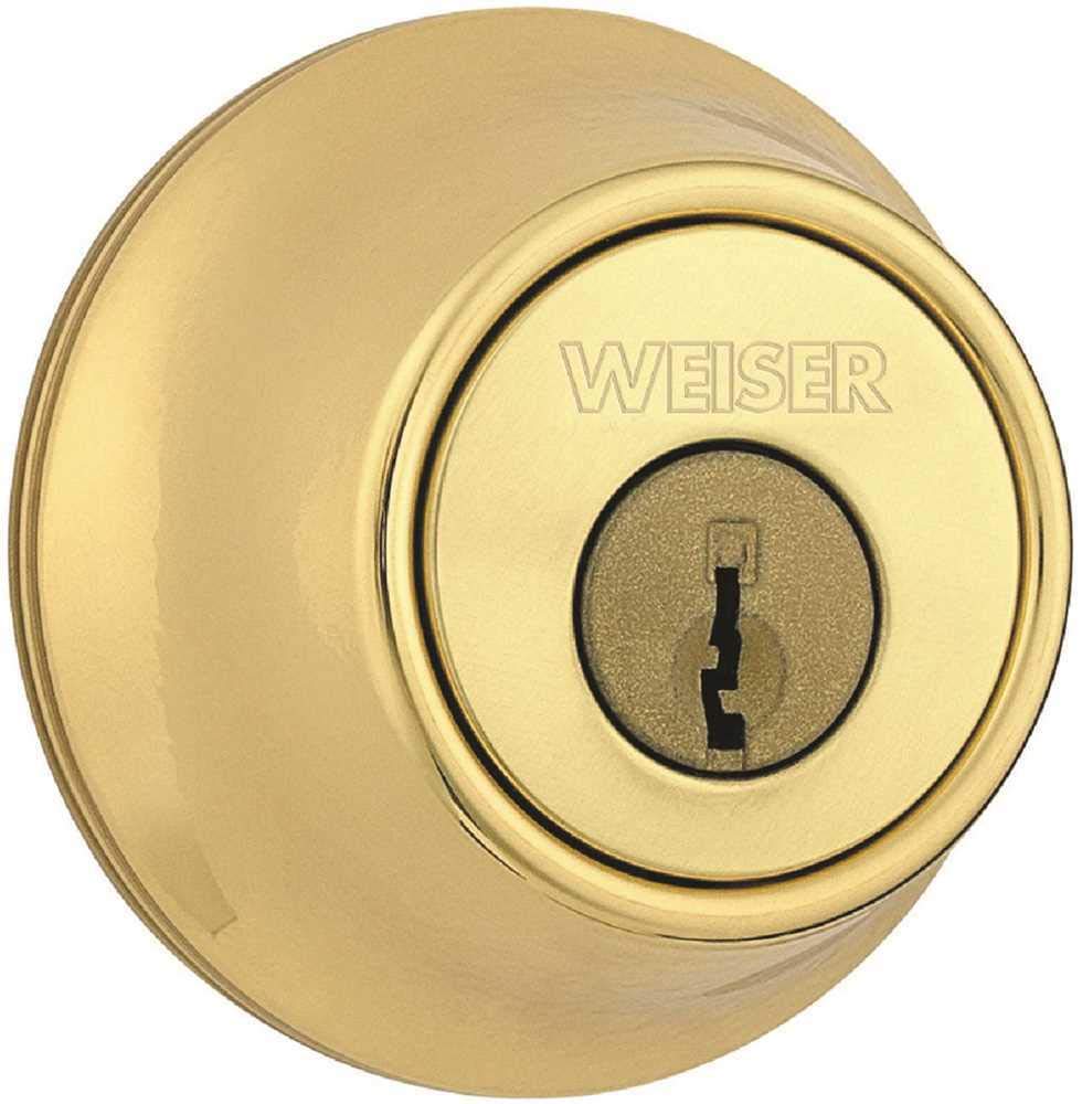 WEISER LOCK GDC9471 3 WS RLR2 Cylinder Deadbolt, Brass