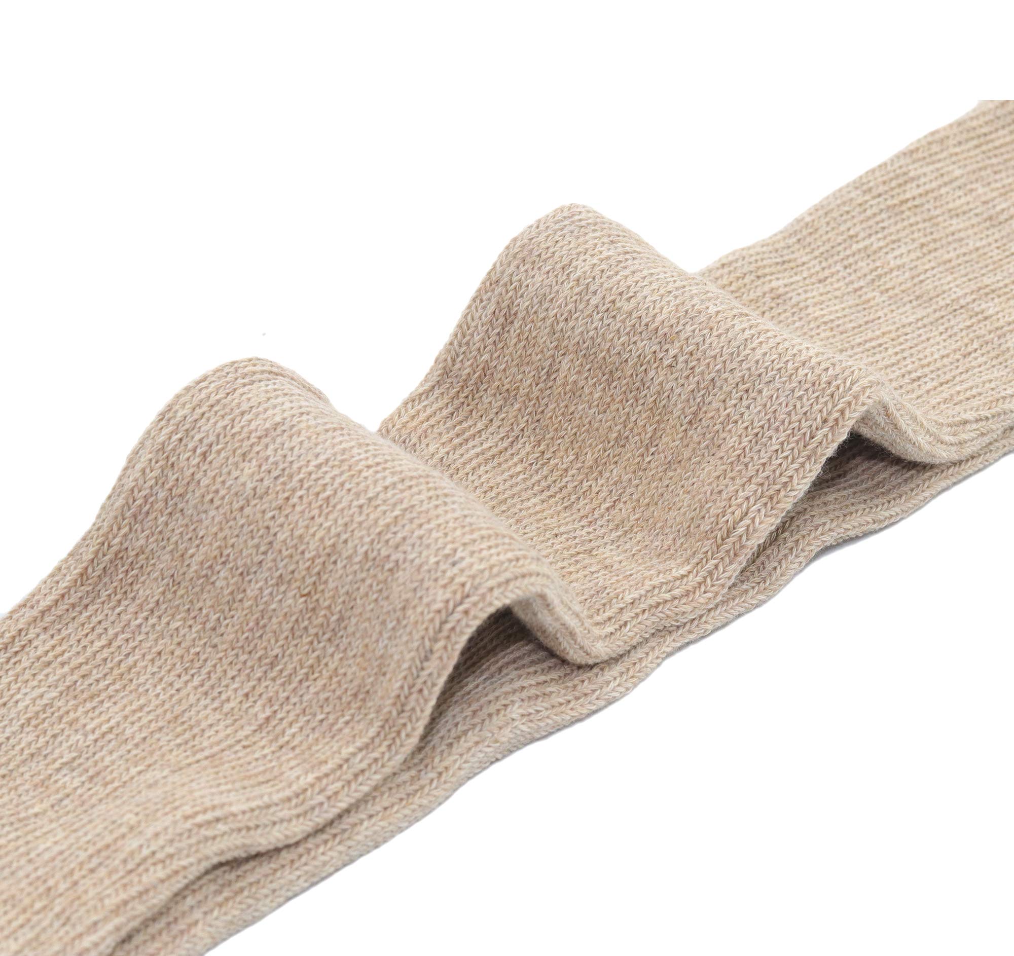 Vpogn 4 Pack Women Cotton Knit Boot Socks Knee High Socks Stockings with Lace Trim (Beige, Dark Grey, Black, Brown)