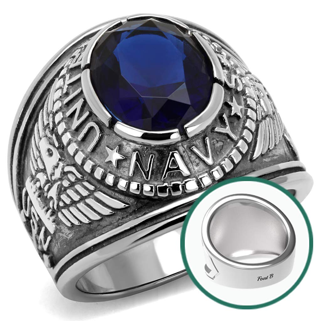 YVO Customizable Navy Ring - Free Engraving Included - Size 10