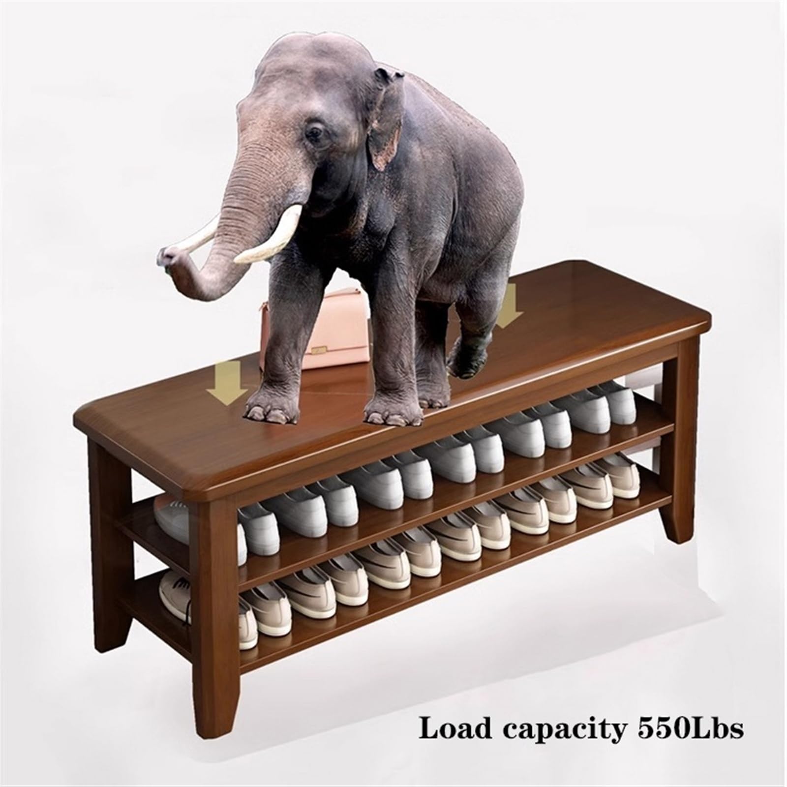 Shoes Rack 2/3-Tier Shoe Bench, Rustic Solid Wooden Shoe Organizer, Adjustable Entryway Storage Bench, Foyer Bench, Shoe Rack Bench Holds Up to 550 lbs Shoe Shelf (Size : 3-Layers 120cm)