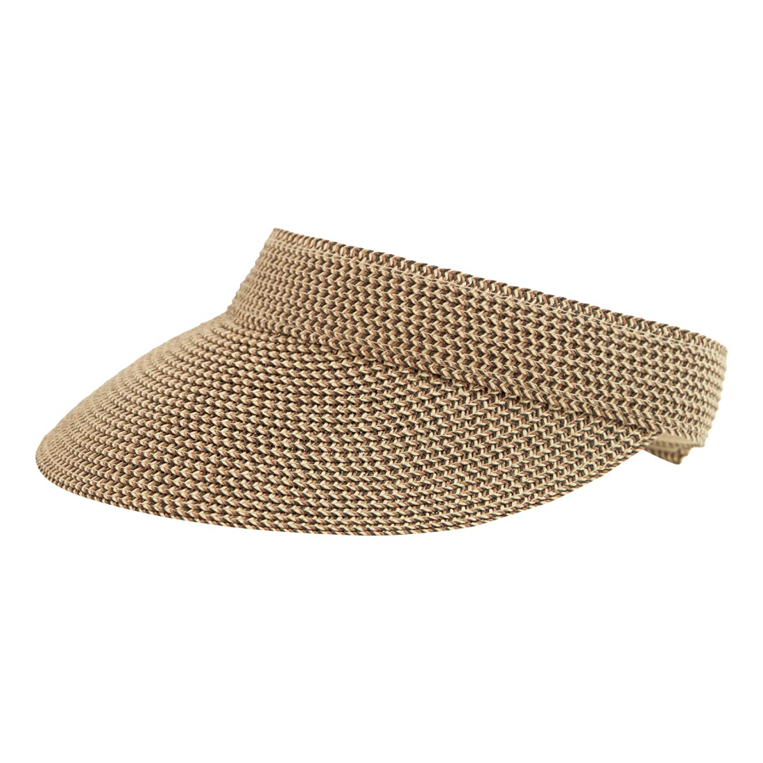 San Diego Hat Company Signature Women's Ultrabraid Large 3.5” Brim Visor with Ribbon Binding & Sweatband, Sun Hats for Women, Mixed Brown, One size