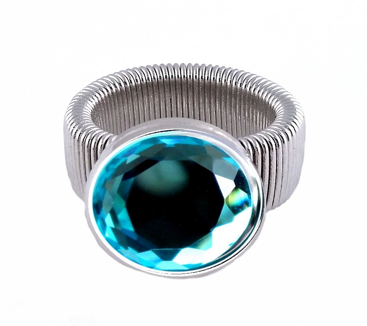 Snap Interchangeable Charm Ring Set - 5 Glass Snaps and 2 Ring Bases (JS1)