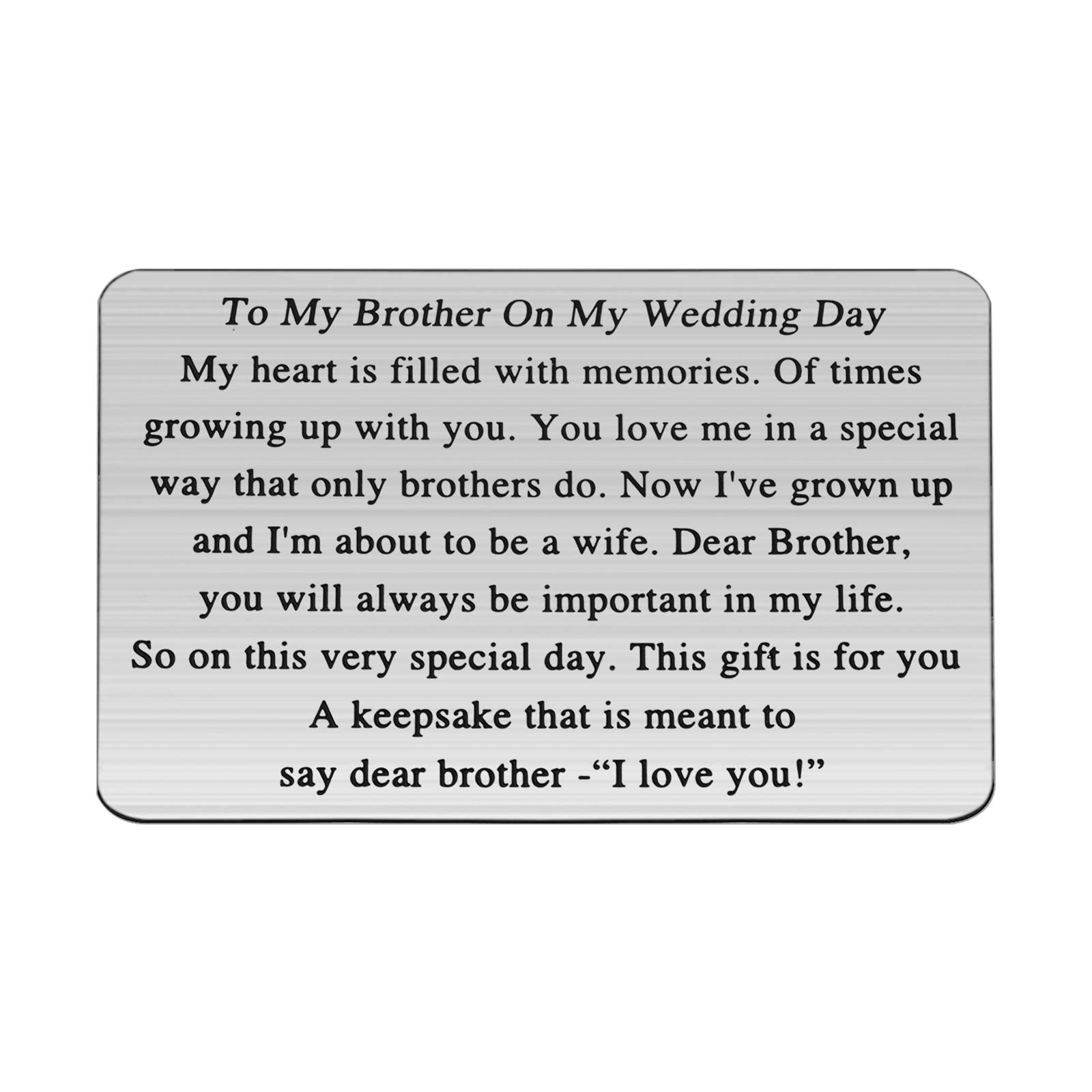 UJIMS Brother Metal Wallet Insert Card from Sister To My Brother On My Wedding Day Jewelry for Brother In Law Deployment Gift for Him (Brother Metal Wallet)