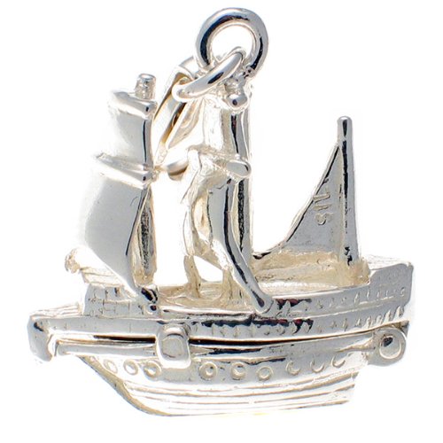 Welded Bliss Sterling 925 Silver Mayflower Sailing Ship, Opening Charm Anchor And Chain Inside. WBC1079