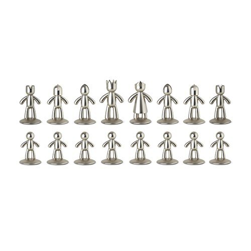 Umbra Buddy Chess Set For Kids & Adults – Modern Original Chessboard Game Made of Metal With Nickel & Titanium Finish – Measures 13 x 13 by 1 ½ Inch (33 x 33 x 3.8 cm) - Velvet Bottom for Easy Moving