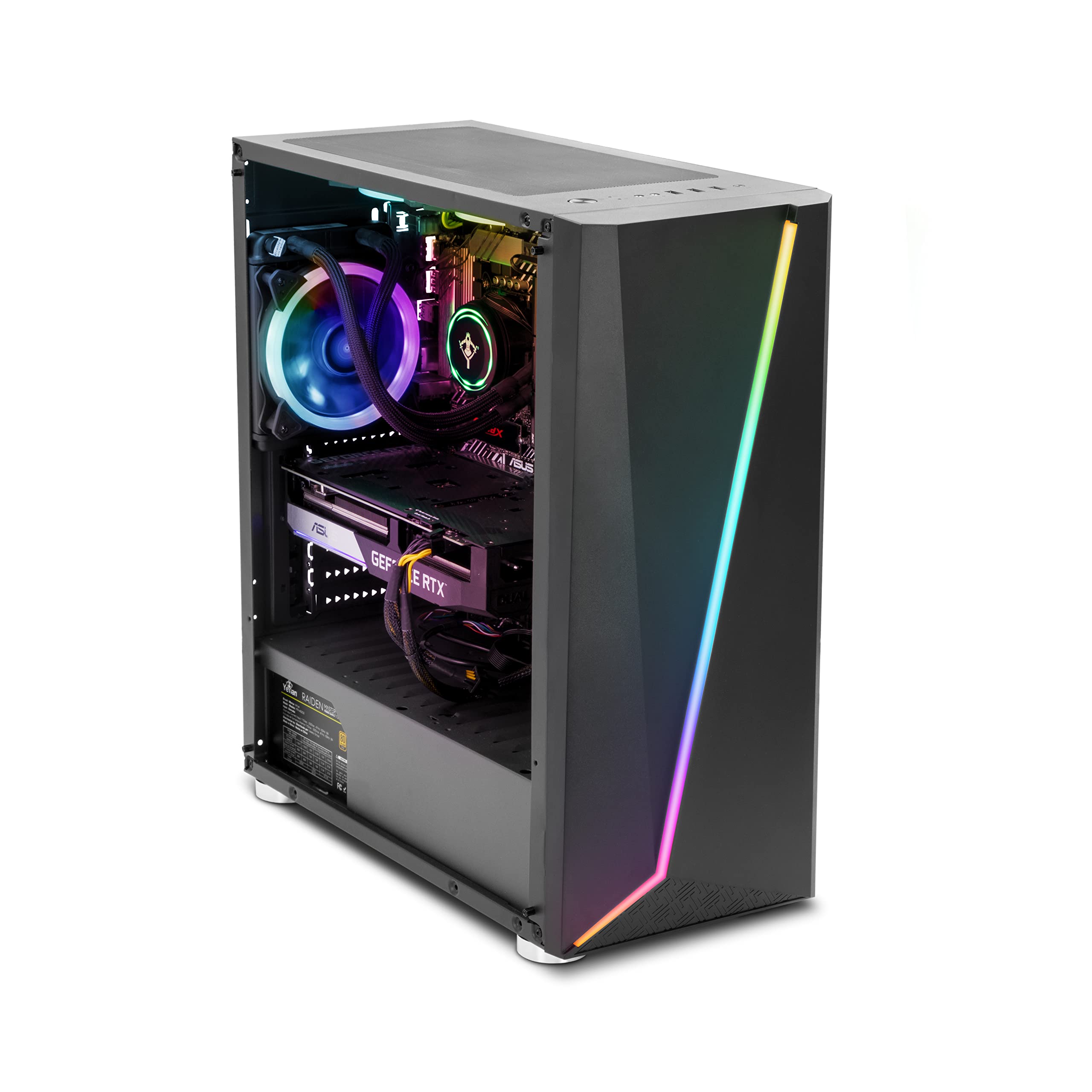 YEYIAN Kunai X12 Gaming PC Desktop Computer, Intel i7-11700F 8-Core 2.5GHz, GeForce RTX 3060 Ti 8GB GDDR6, 1TB NVMe SSD, 16GB DDR4 3200MHz, ARGB Fans, Windows 11, WiFi 5, BT 5.0, 650W Gold PSU
