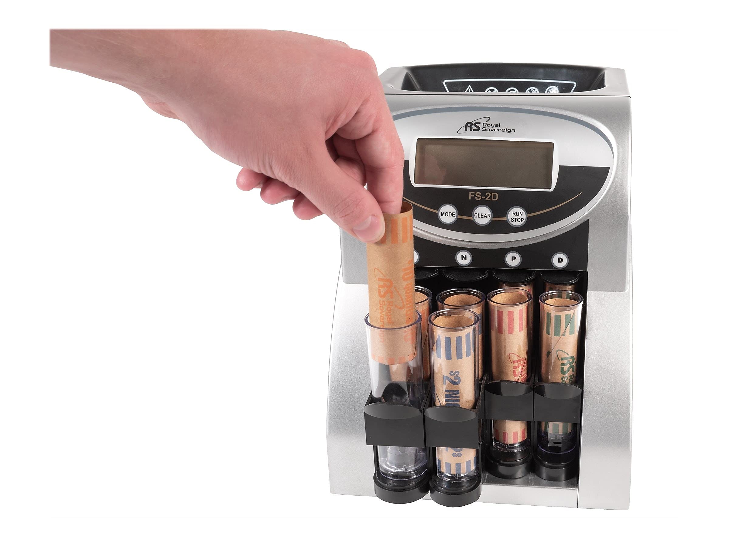 Royal Sovereign 2 Row Electric Coin Counter With Patented Anti-Jam Technology and Digital Counting Display (FS-2D),Blk/Silver
