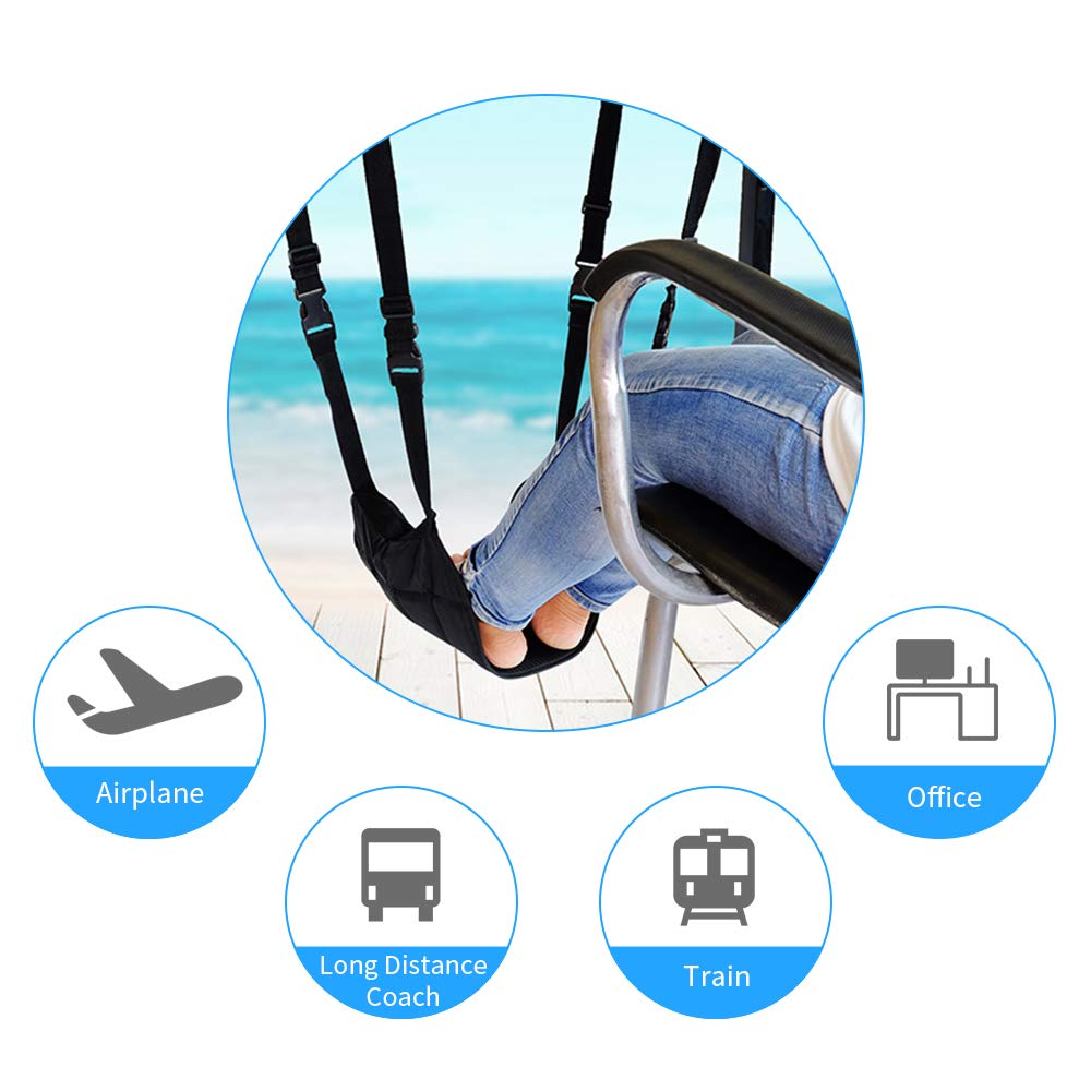 Wiwaplex Footrest Hammock, Under Desk Foot Rest Hammock, Unique Premium Design Office Feet Rest, Adjustable Height Foot Rest Travel Accessories Footrests Hammock(Black)