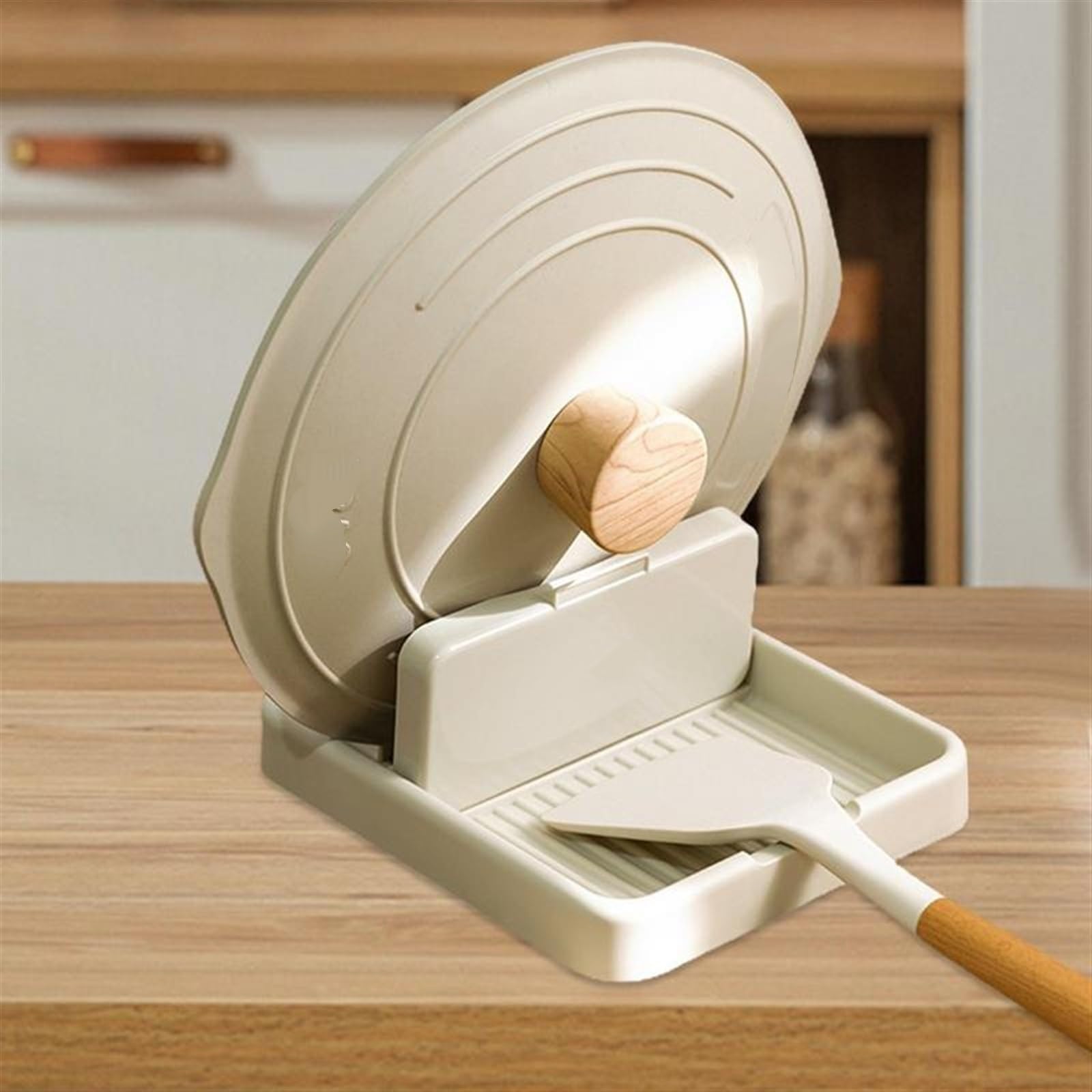 SPICLY Tray Kitchen Pot Lid Holder Soup Spoon Shovel Pan Covers Stand Non Slip Pot (Color : Green)