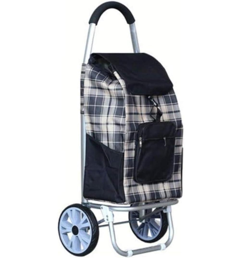 XDMINGY Folding Shopping Cart, Shopping Tote Cart Shopping Trolley Foldable Grocery Cart Folding Laundry Pull Cart with Wheels Fabric Bag Grocery Utility Carts