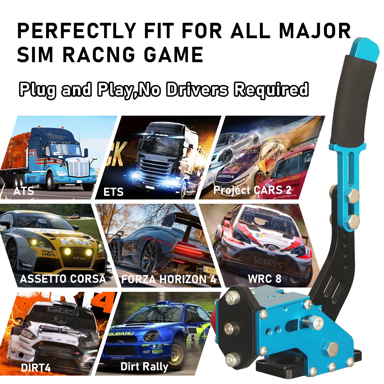 YXHARD 14Bit Universal USB Handbrake, PC Windows Professional Gaming Peripherals for SIM Racing Games G25/G27/G29,Blue